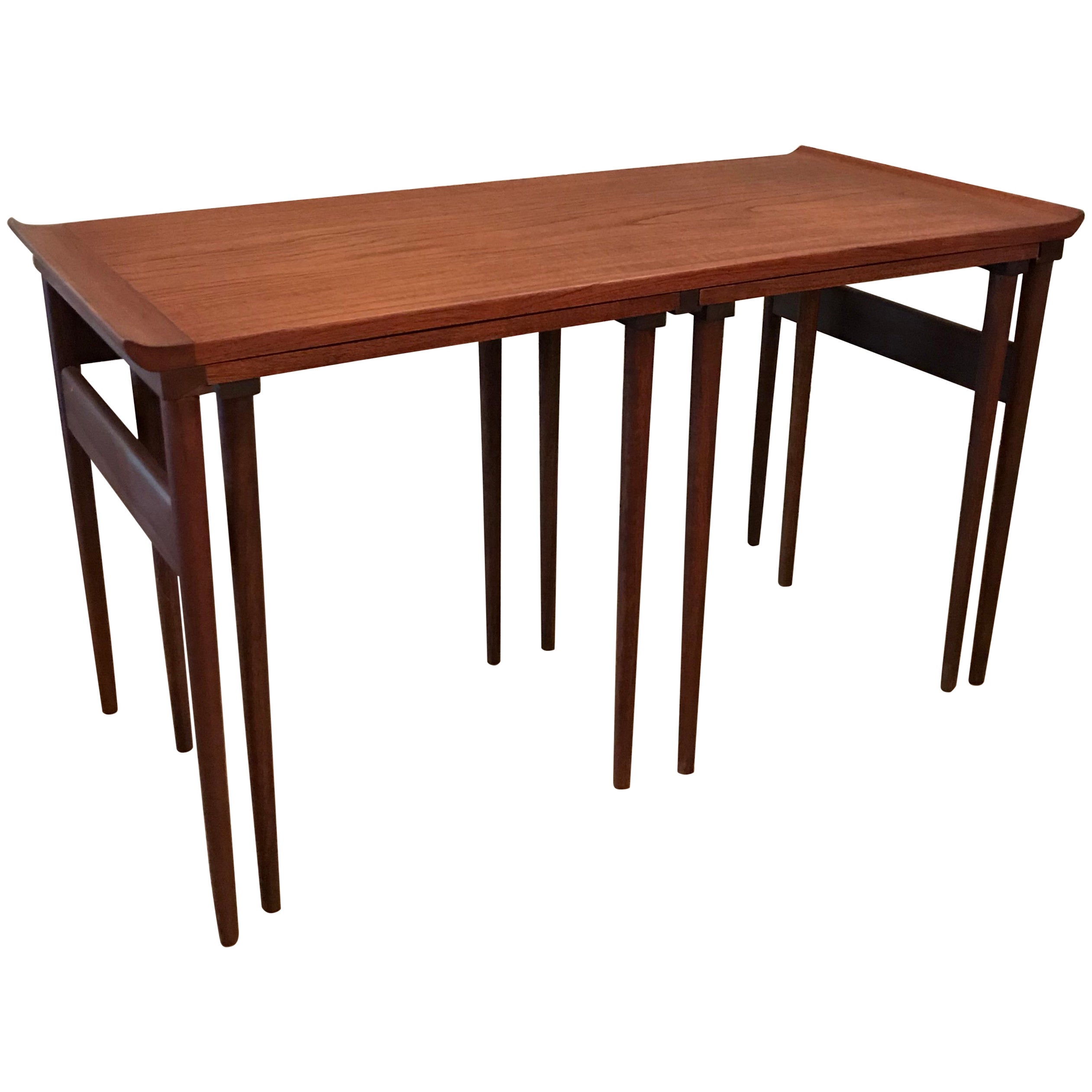 Large Danish Mid-Century Modern Walnut Nesting Tables For Sale at 1stDibs