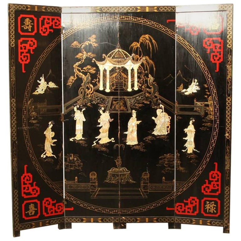 Large Chinese Room Divider or Folding Screen For Sale at 1stDibs