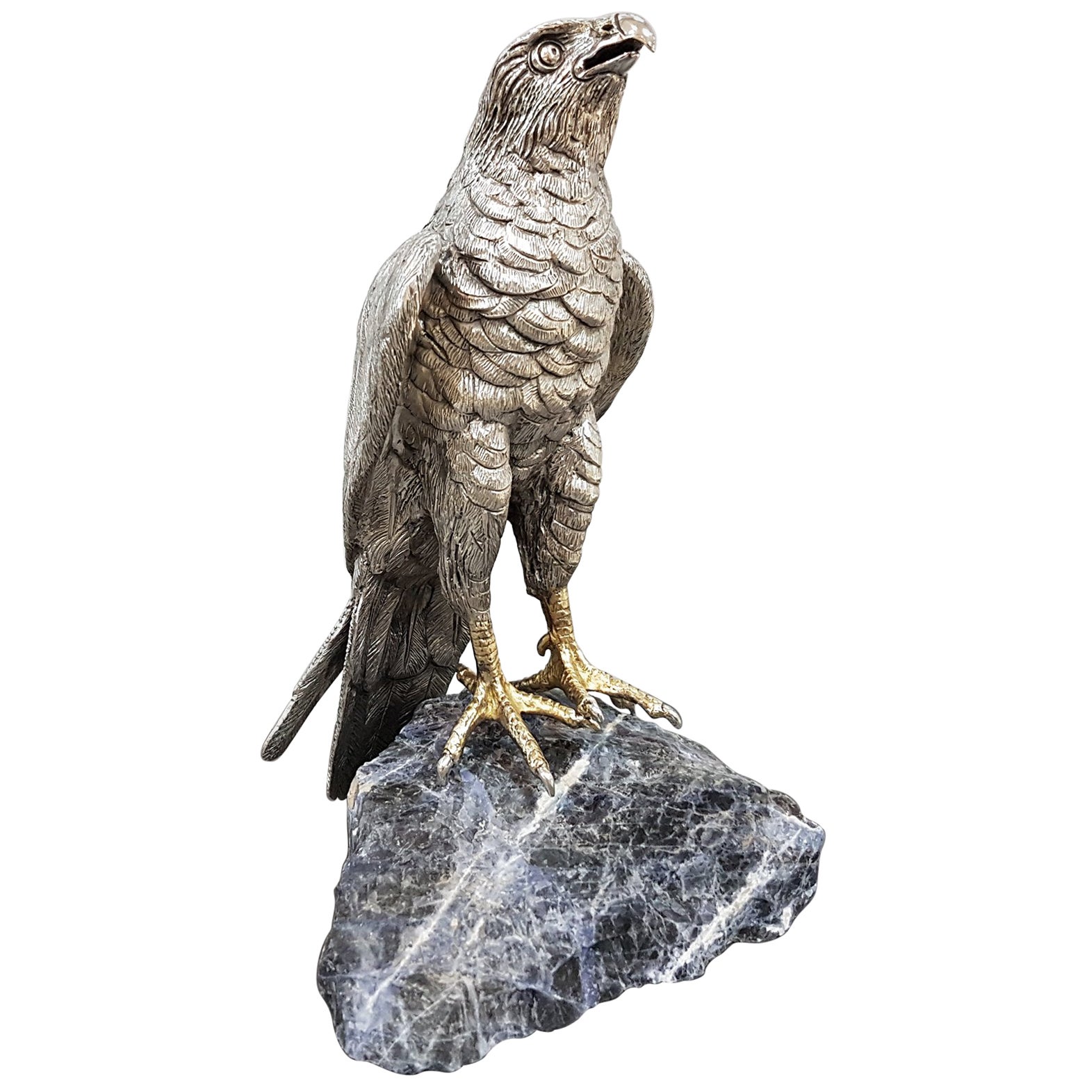 Antique Pair of Silver Large Bird Figurines, Possibly Spanish, 20th ...