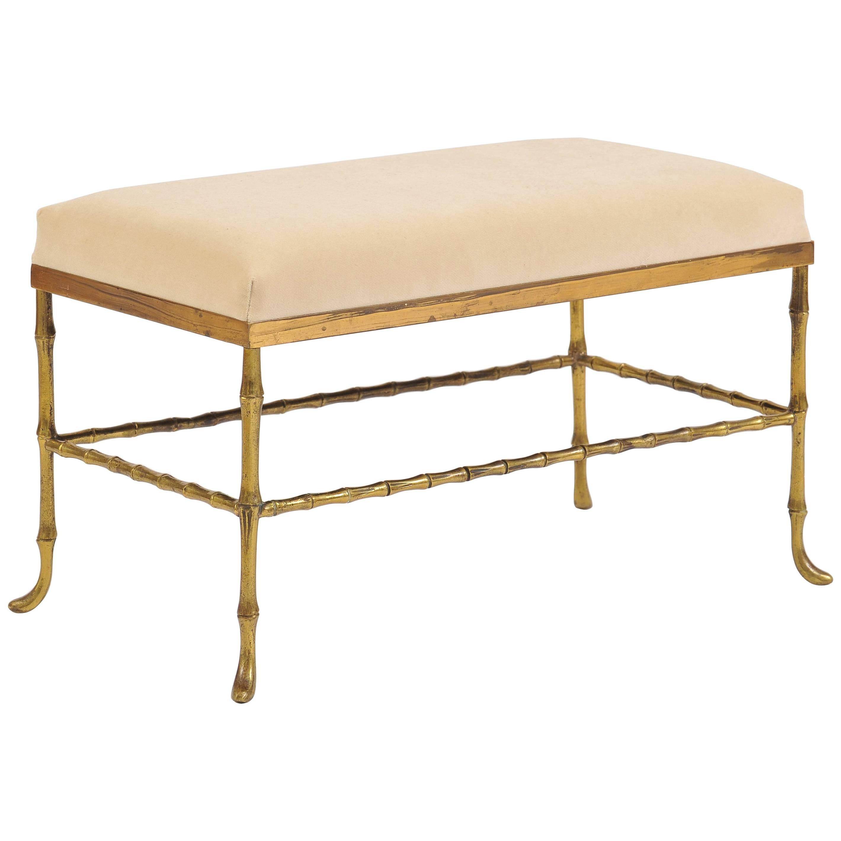 Brass Bamboo Stool, Possibly by Maison Bagues at 1stDibs