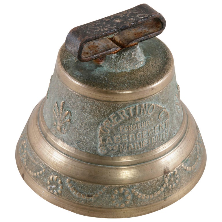 19th Century French Cast Bronze Cow Bell Marked by the Foundry ...