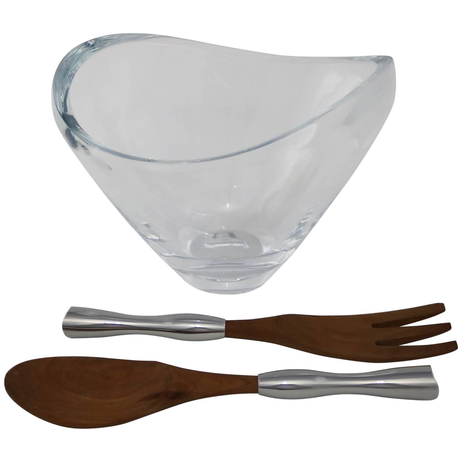 Nambe Neil Cohen Amore Crystal Bowl with Nambe Karim Rashid Salad ...