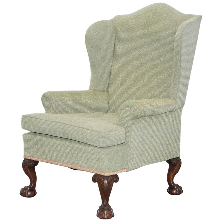Georgian Irish Style Victorian Wingback Armchair Four-Claw and Ball ...