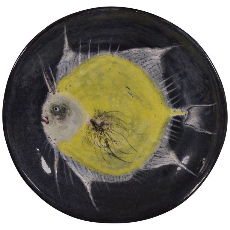 Roger Somville Large Ceramic Plate Fish Design, 1950s at 1stDibs