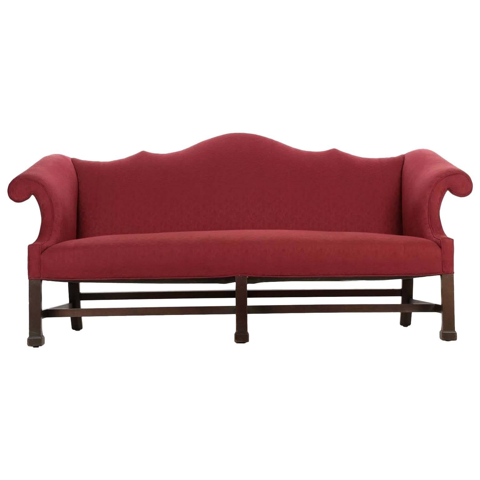 American Chippendale Style Camel Back Sofa with Marlborough Feet, 20th ...