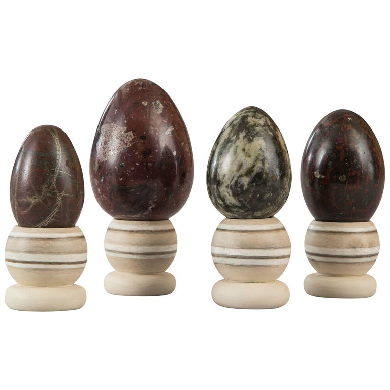 Set of Four Egg-Shaped Specimen Marbles For Sale at 1stDibs