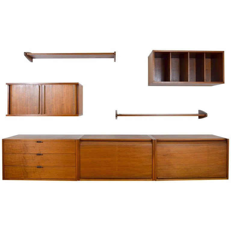 Midcentury Floating Walnut Wall Unit at 1stDibs | mid century floating ...