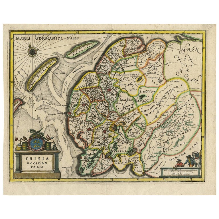 Antique Map of Friesland 'The Netherlands' by C. Merian, 1659 For Sale ...