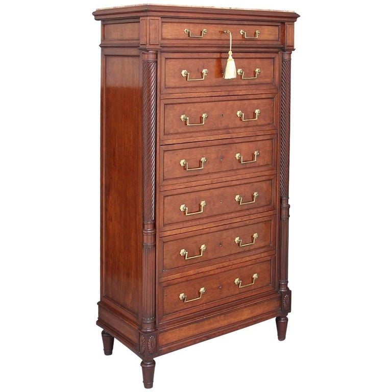 19th Century Mahogany Semainier Chest at 1stDibs