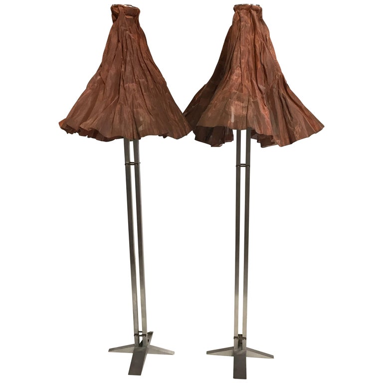 Artisan Made Lamps with Metal Mesh Shades at 1stDibs