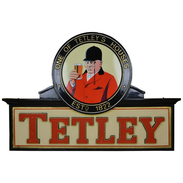 1960s Vintage Tetley Beer Outdoor Advertising Sign at 1stDibs