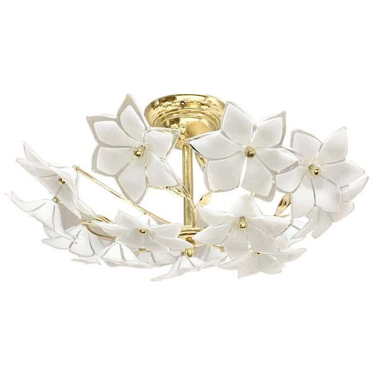 Stunning Flower Glass Italian Wall Light or Flush Mount For Sale at 1stDibs