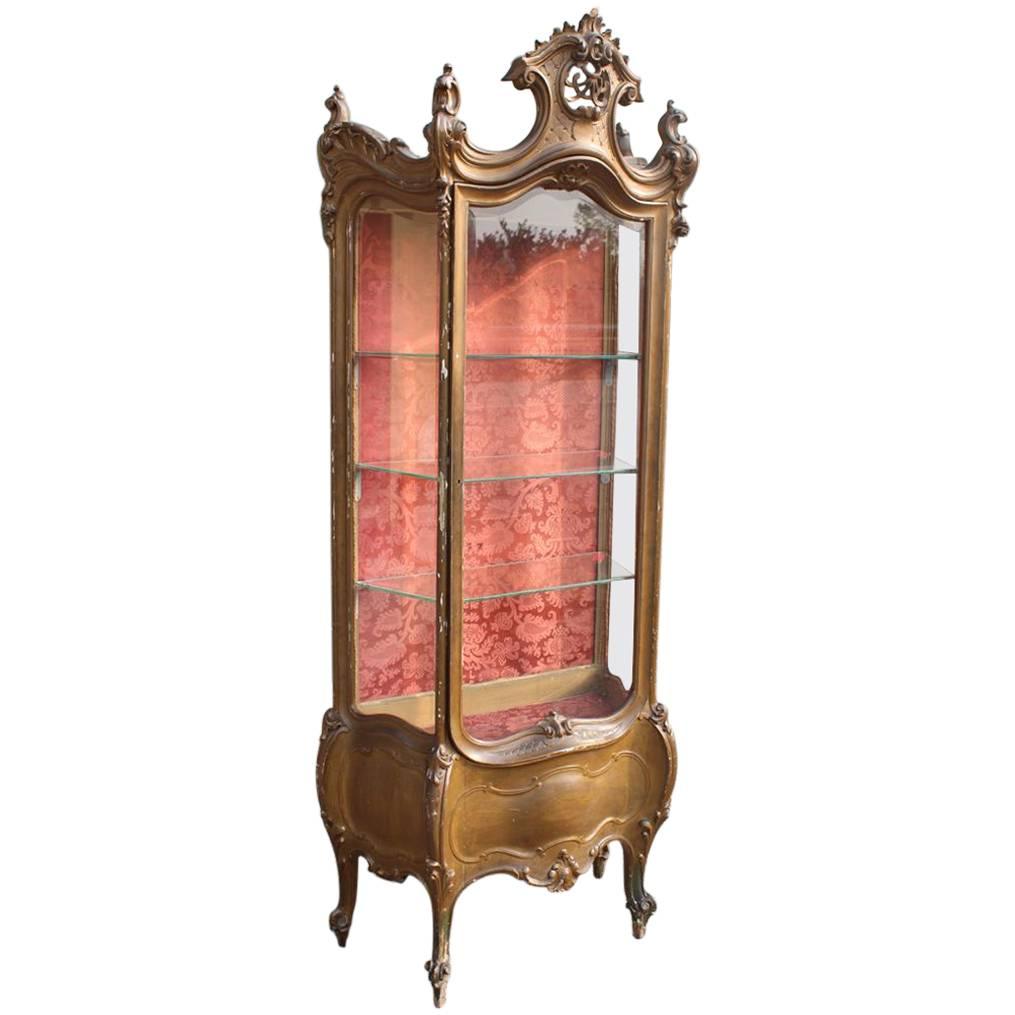 French Golden Wooden Display/Vitrine/Cabinet Vitrine at 1stDibs