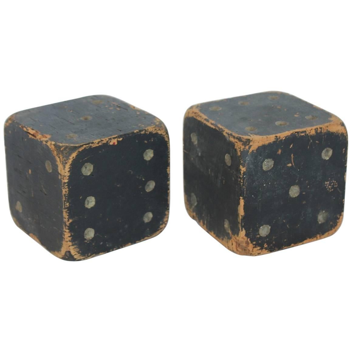 Antique Large Carnival Wood Dice For Sale at 1stDibs