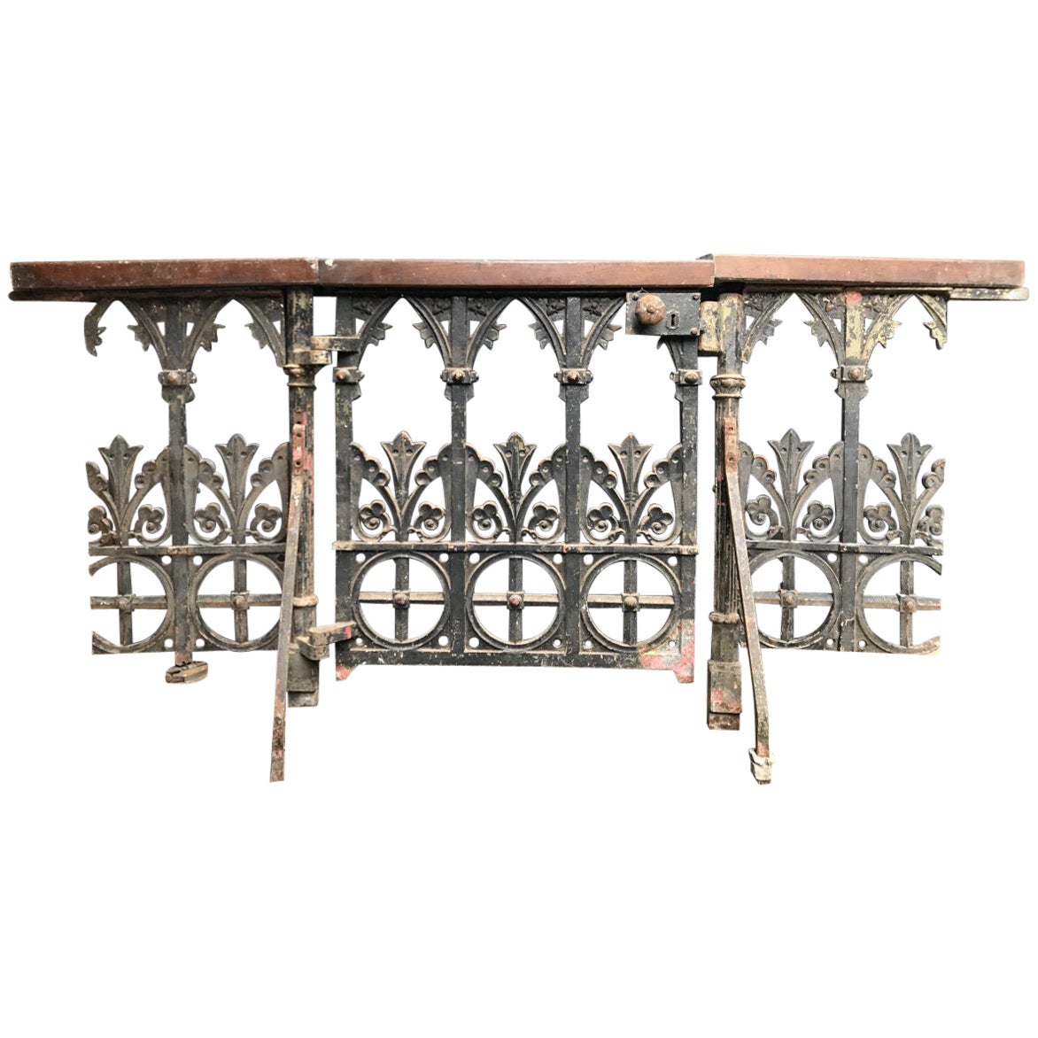 A Pair of Gothic Revival Cast Iron Gates with Acorn Finials and the ...