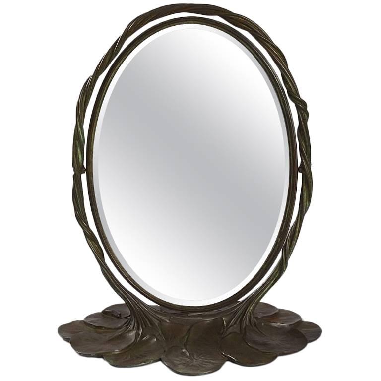 Tiffany Studios New York Bronze "Lily Pad" Mirror For Sale at 1stDibs