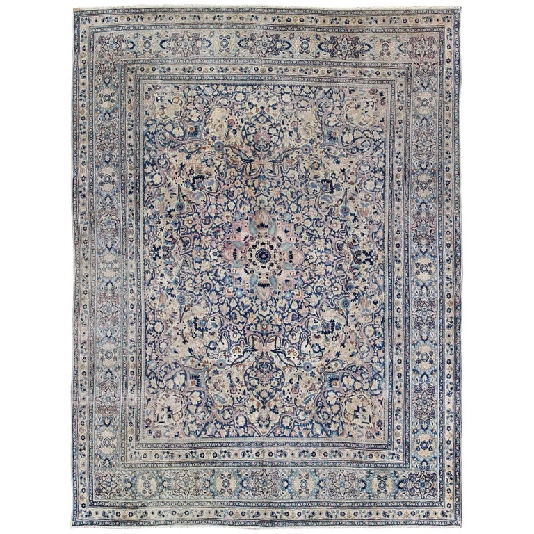Royal Ornate Floral Antique Persian Khorassan Rug in Many Shades of ...