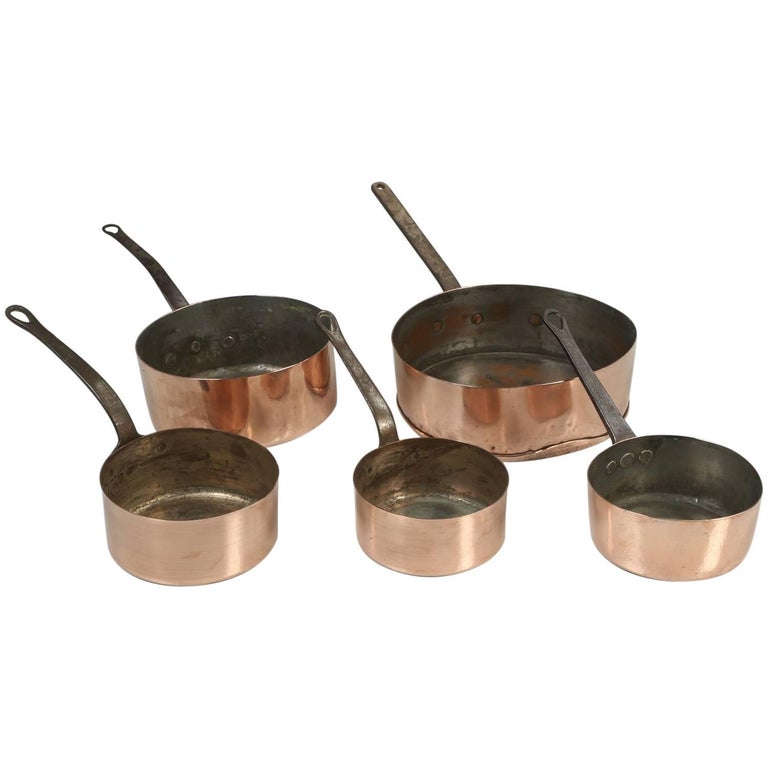 Antique French Copper Pan, Set of Five, circa 1800s at 1stDibs