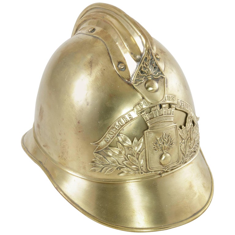 Brass Fireman's Helmet with Original Plaque of Origin in France, circa ...