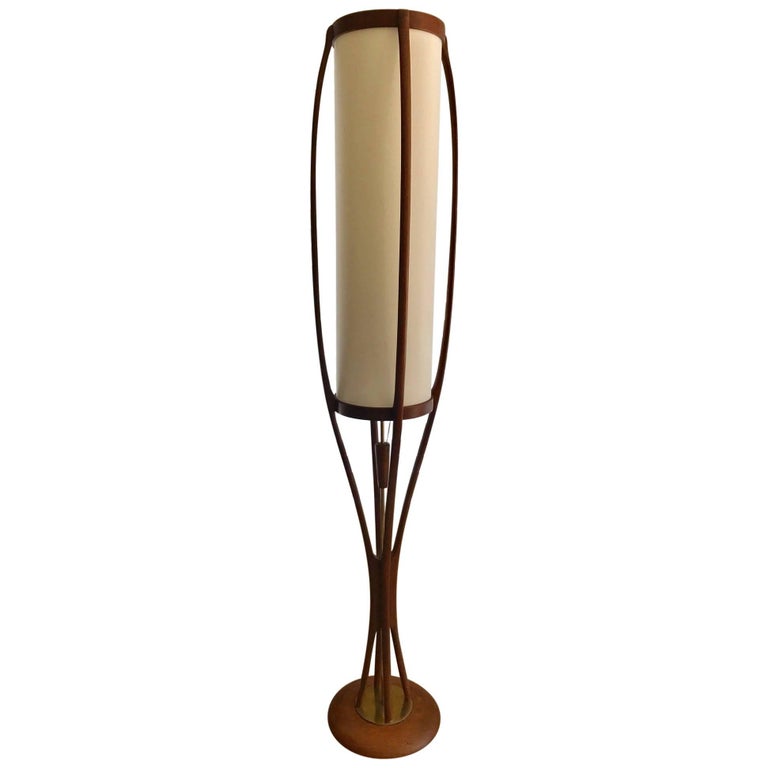 Modeline Sculptural Walnut Mid-Century Modern Floor Lamp at 1stDibs