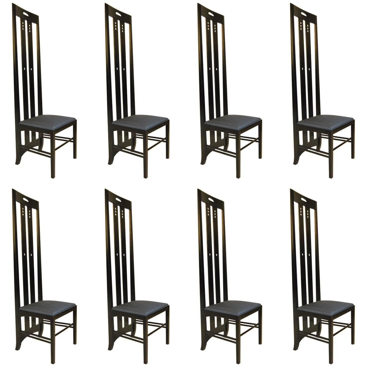 Eight High Back Ebony Finish Ingram Dining Chairs Charles Mackintosh ...