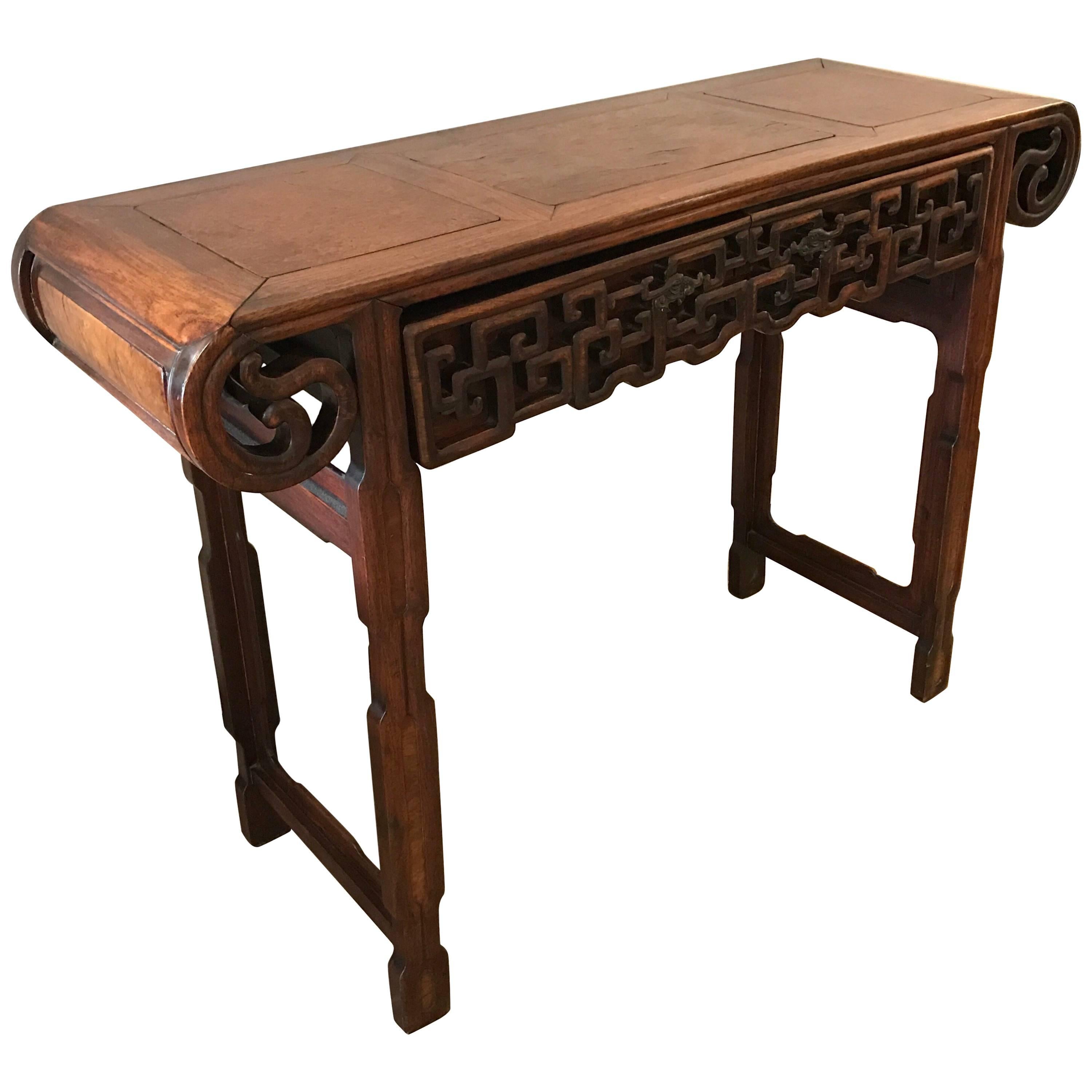 Chinese Rosewood Intricately Carved Altar Console Foyer Table at 1stDibs