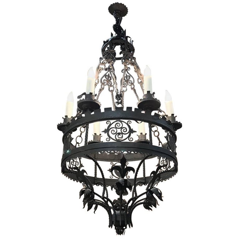 Antique Italian Wrought Iron Chandelier at 1stDibs