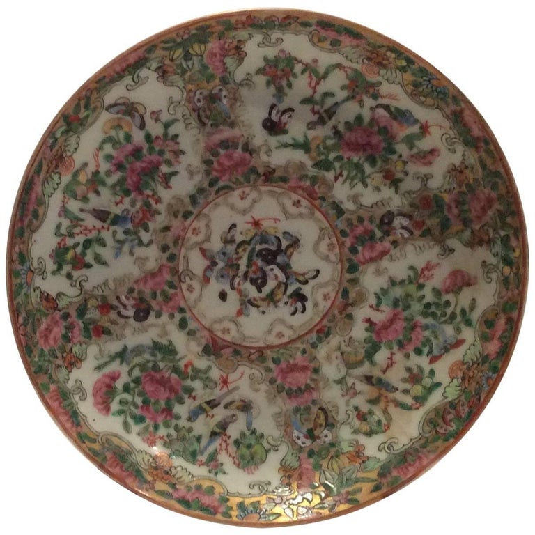 Late Ching Dynasty Rose Medallion Plate at 1stDibs