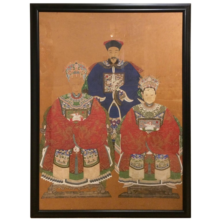 Superb Very Large Finely Rendered Chinese Antique Ancestral Portrait at ...