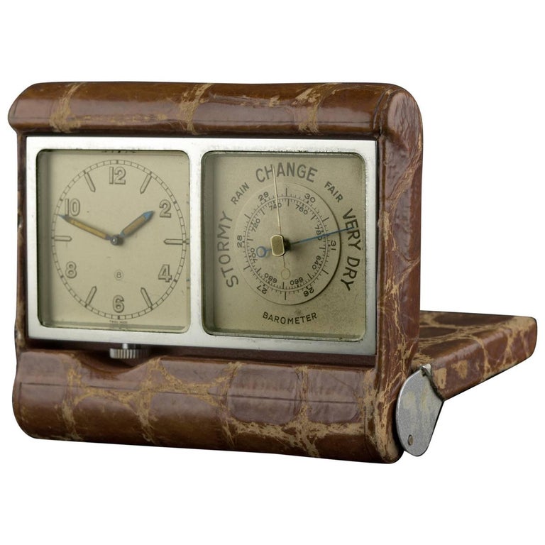 Angelus 8 Day Travel Clock with Barometer, 1930 For Sale at 1stDibs