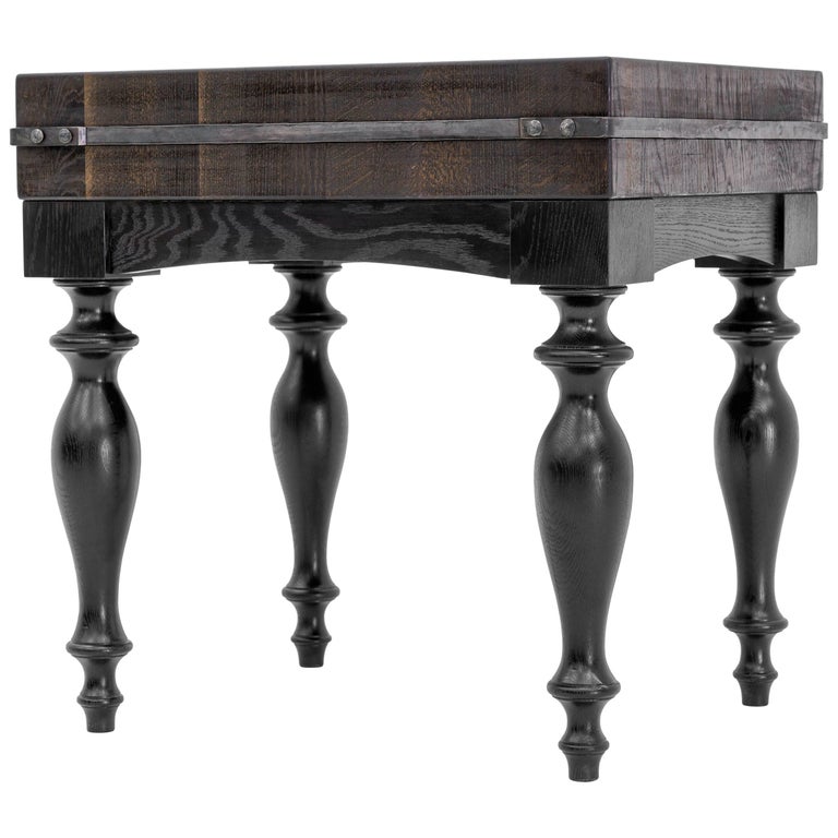 Ebonized White Oak Wood Maestro Butcher's Block with Hand Turned Legs ...