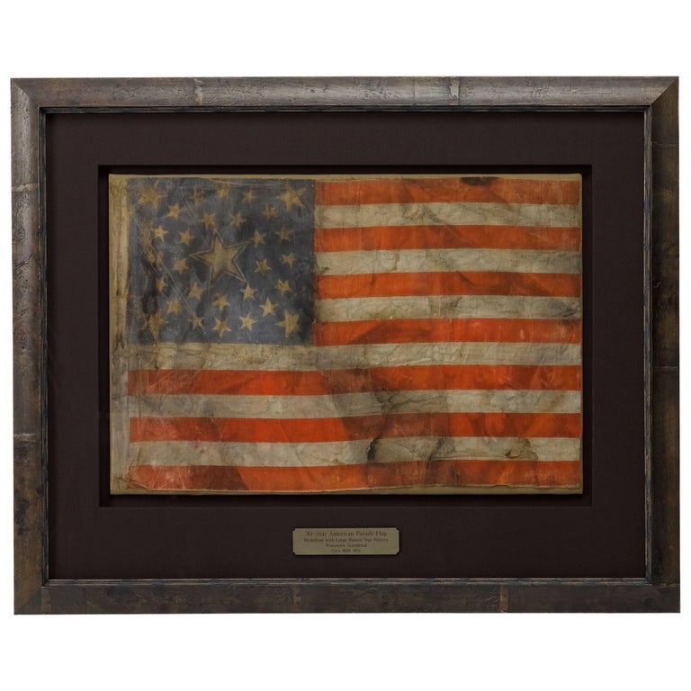 30-Star Antique American Flag with Large Central Haloed Star, circa ...