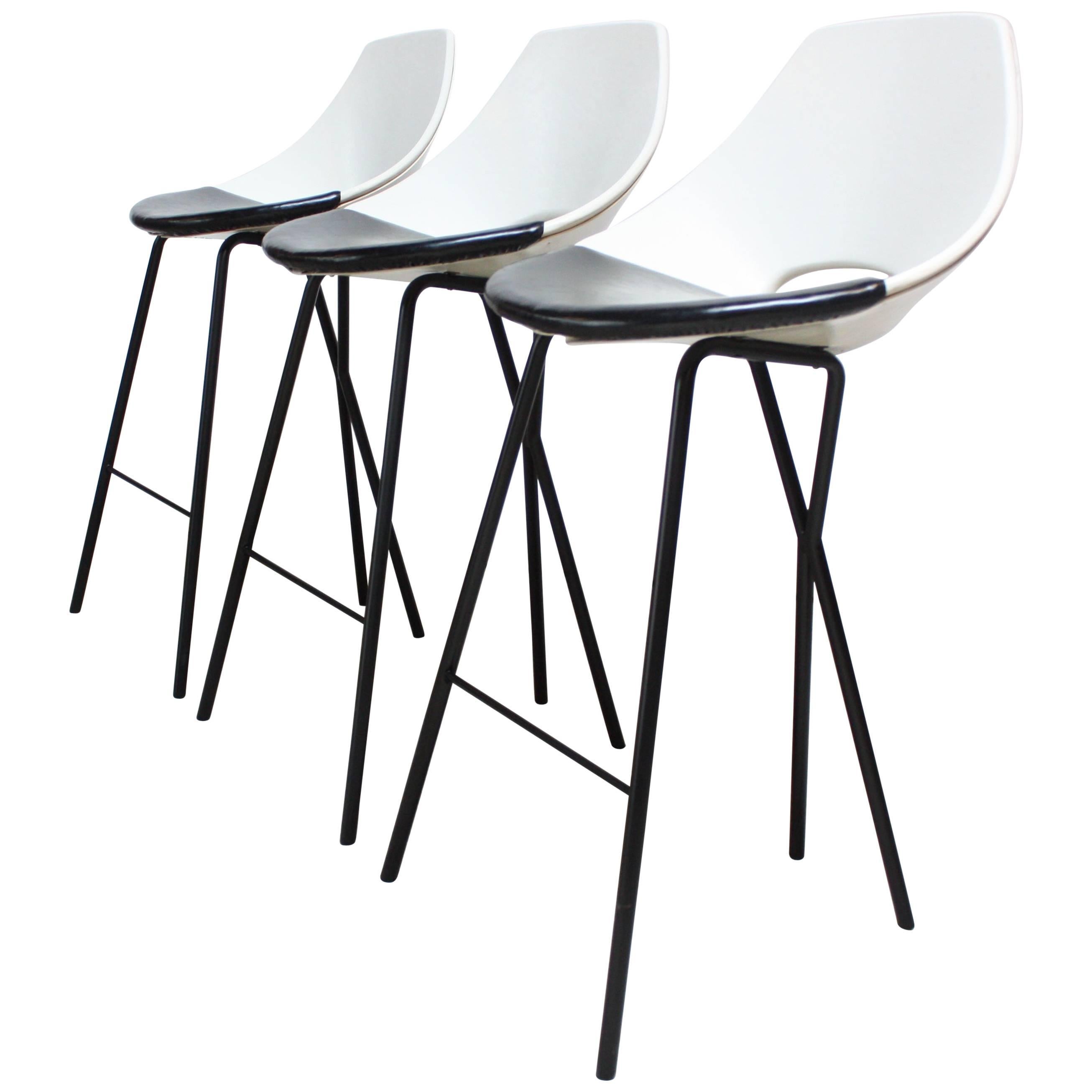 Set of Three Mid-Century Modern Stools Designed by John Yellen at 1stDibs