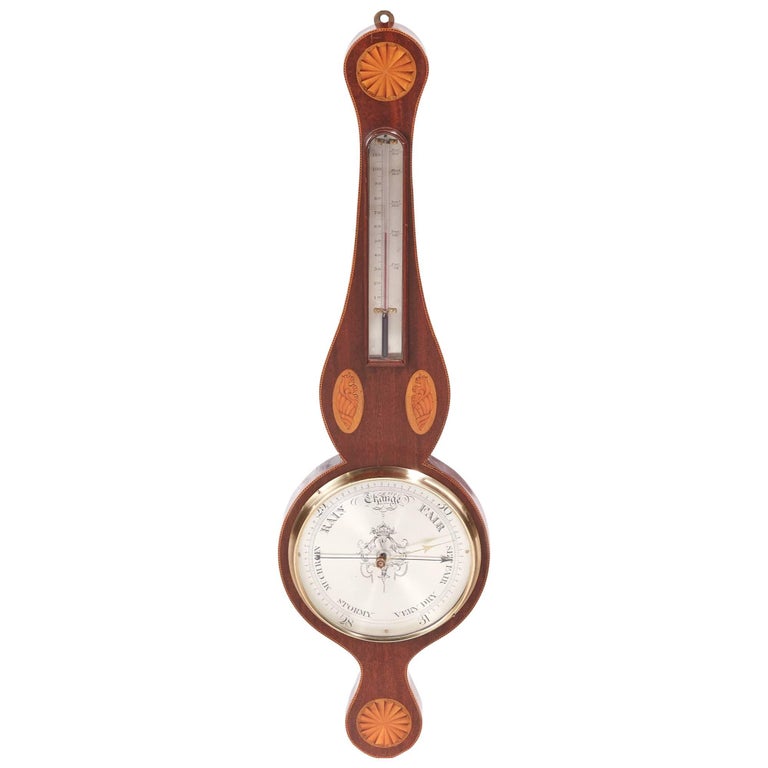 Georgian Mahogany Inlaid Banjo Barometer at 1stDibs