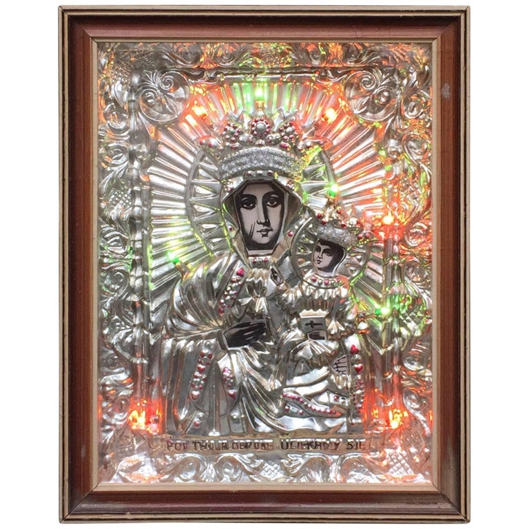 Polish Religious Icon Shrine Shadow Box That Lights Up, circa 1970 at ...