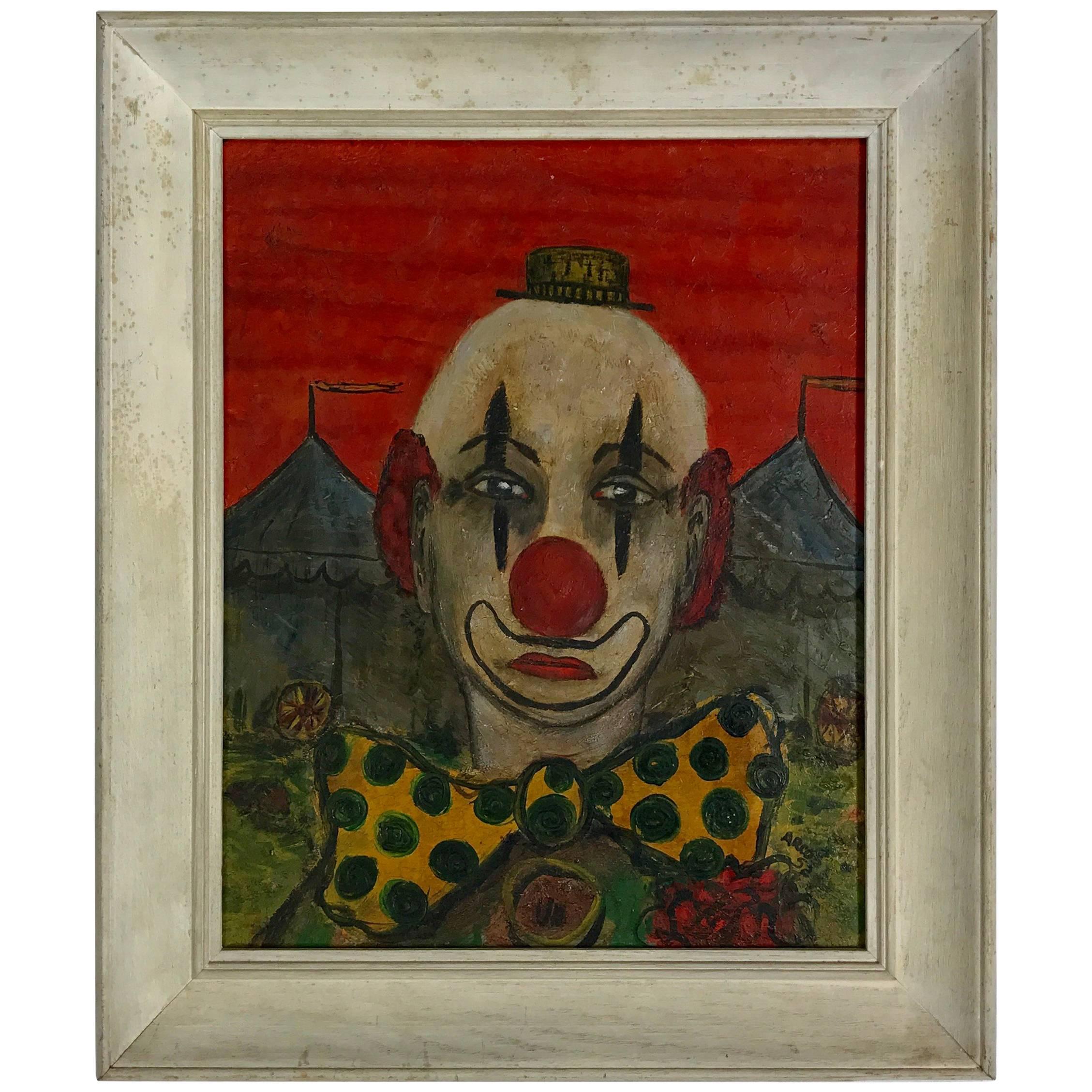Whimsical Oil on Board Painting 'Clown by Joe Arcos 1952 at 1stDibs ...
