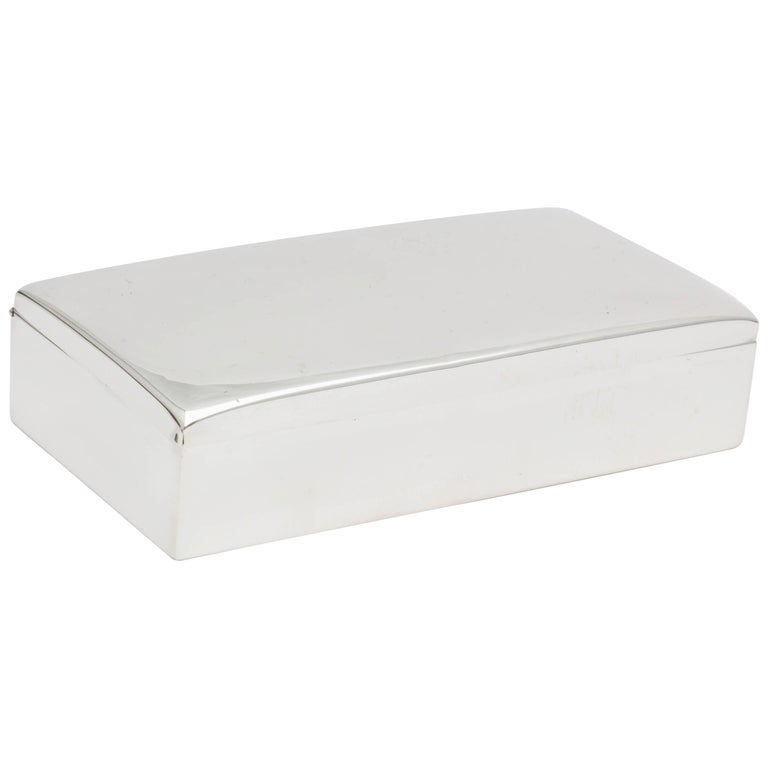 Art Deco Sterling Silver Footed Table Box with Hinged Lid at 1stdibs