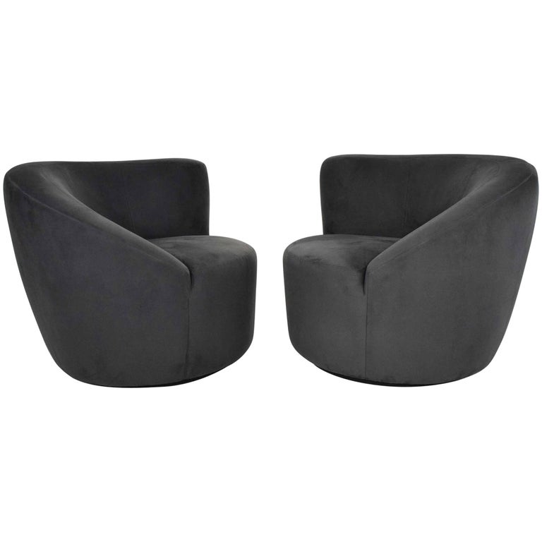 Pair of Vladimir Kagan Swivel Nautilus or Corkscrew Chairs at 1stDibs