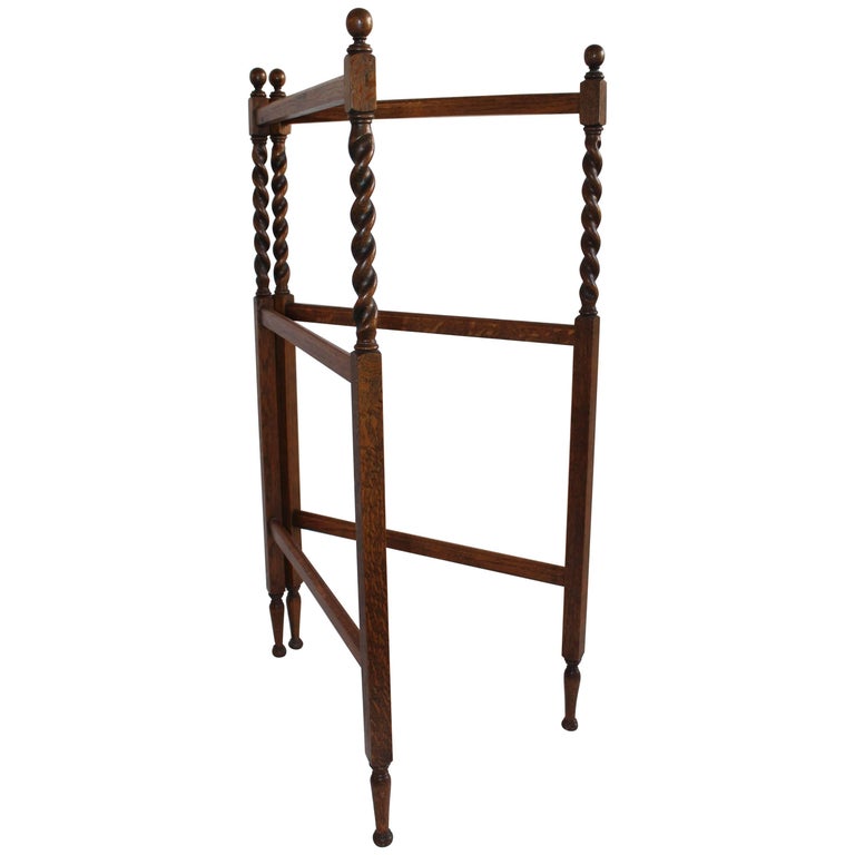 19th Century Oak Quilt Rack in Barley Twist Form at 1stDibs
