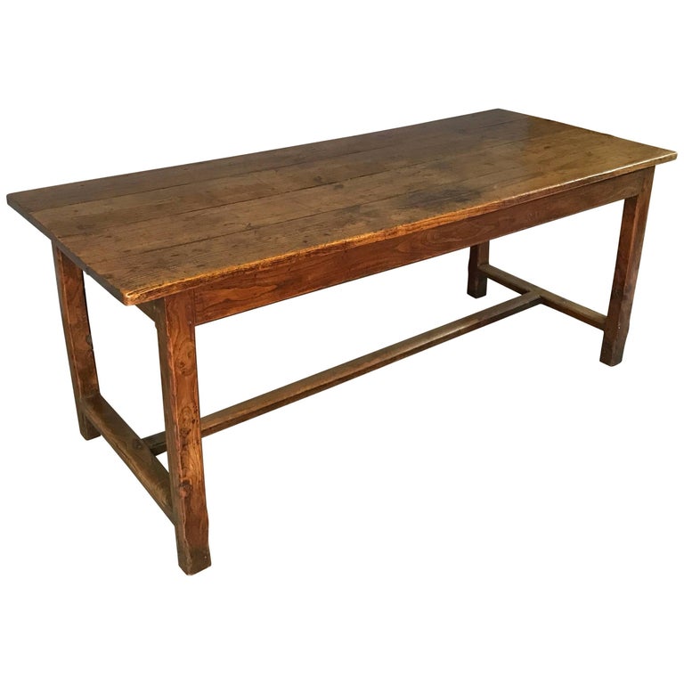 Beautiful Oak Refectory Antique Table with Stretcher, circa 1840 at 1stDibs
