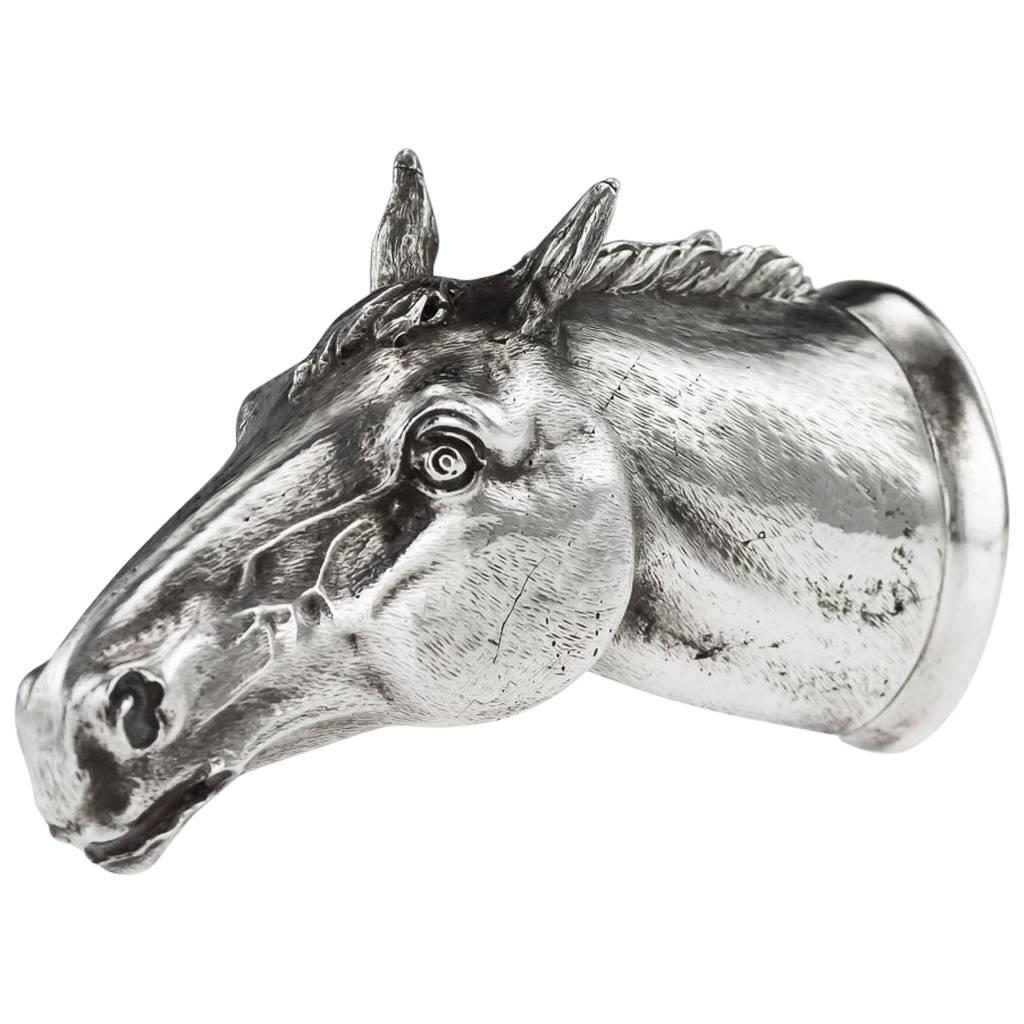 Modern Impressive Solid Silver Cast Stallion Horse Stirrup Cup, circa ...