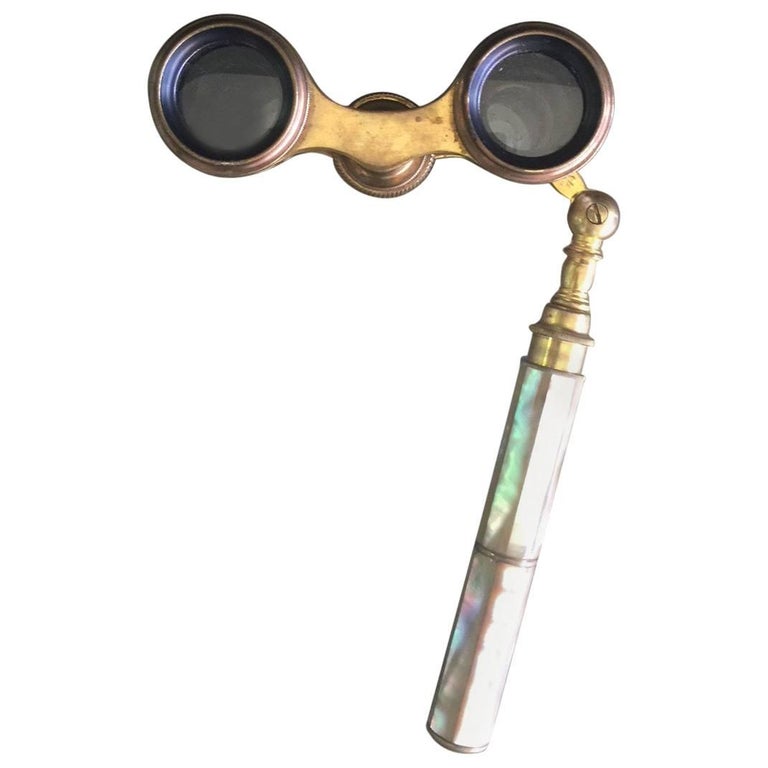 Vintage French Mother-of-Pearl and Brass Opera Glasses by Chevalier of ...