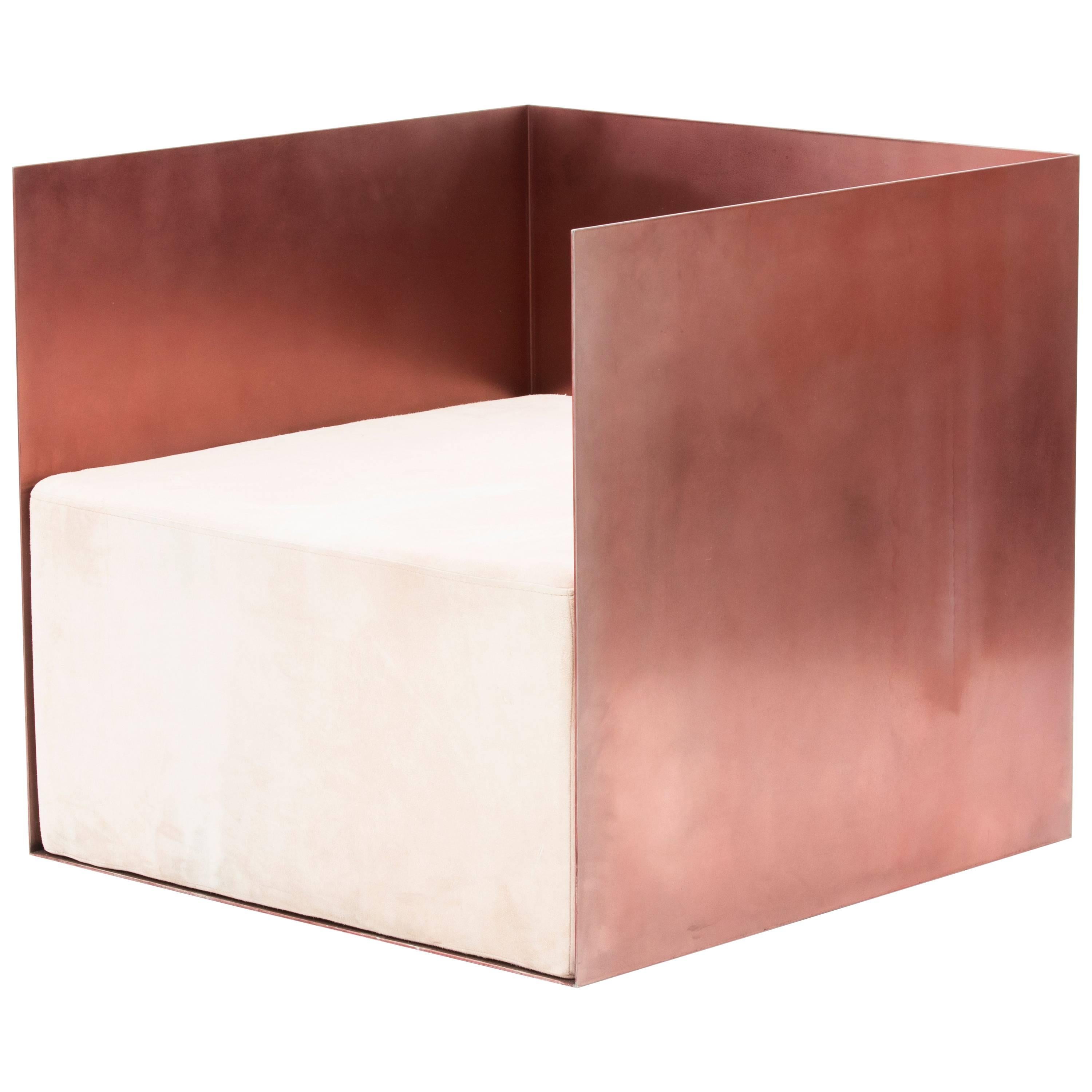 Cubic Armchair II Lounge Chair in Hand-Painted Steel For Sale at 1stDibs