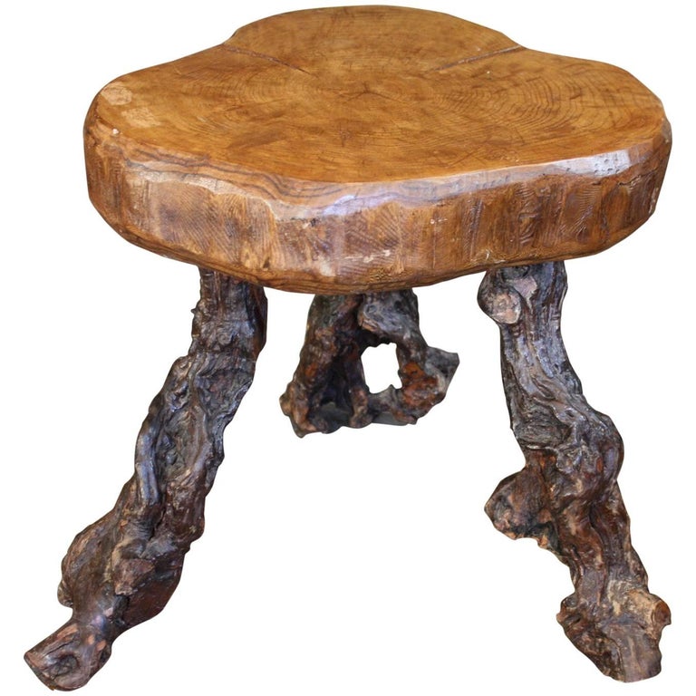 French Grape Vine Wood Stool at 1stDibs