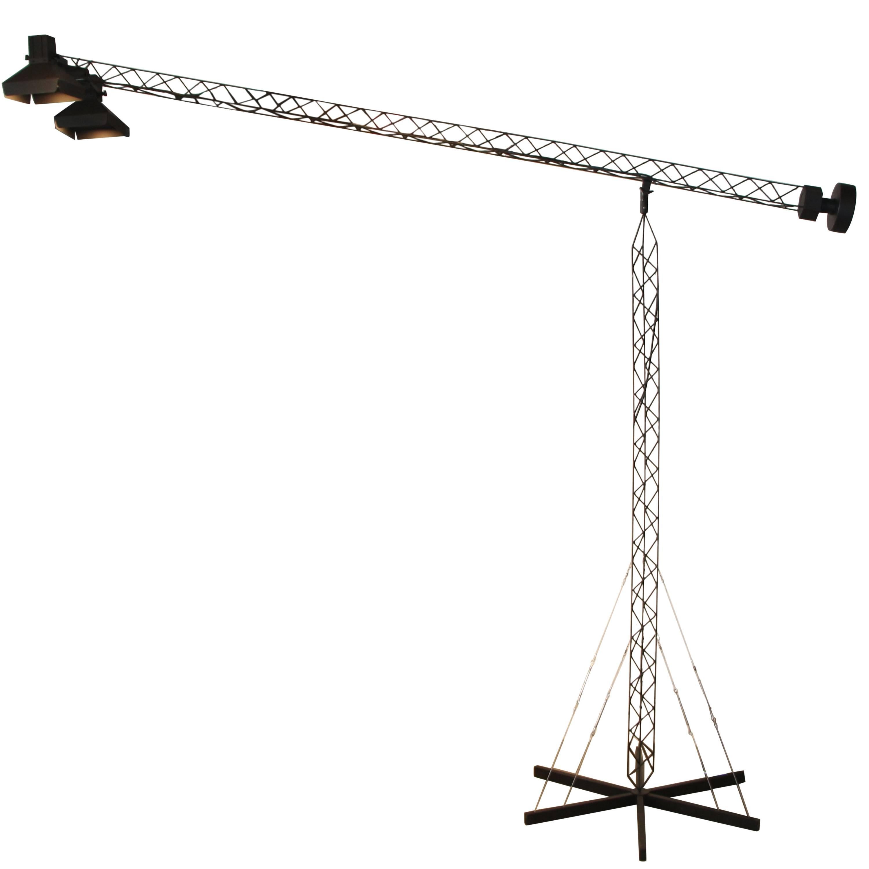 Black Crane Boom Lamp in Matte Black at 1stDibs