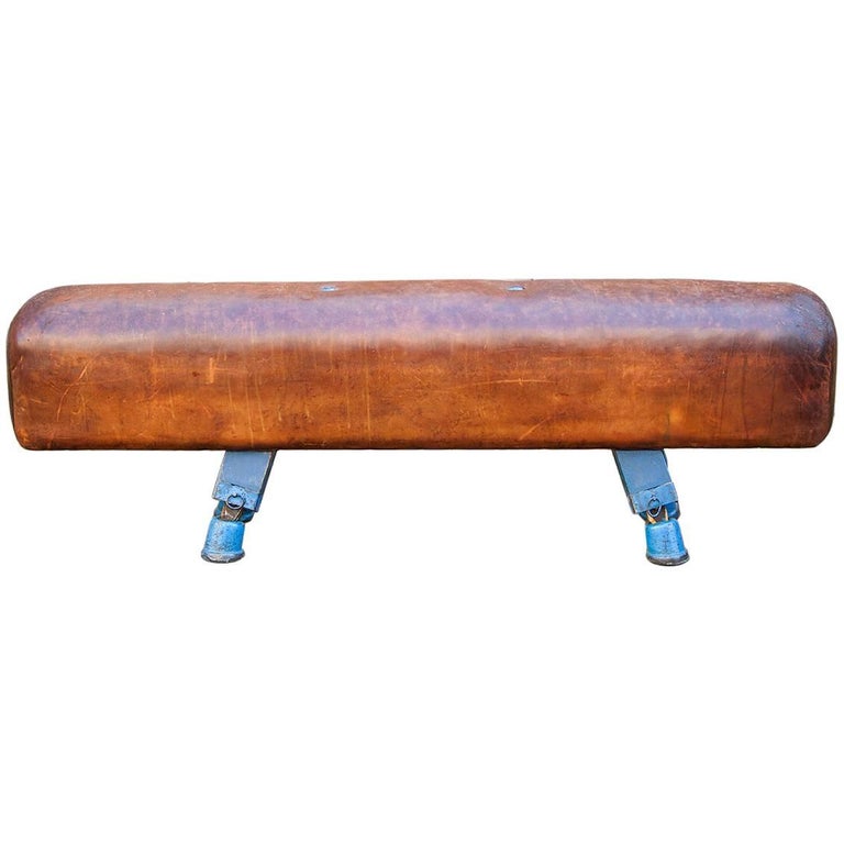 Vintage Gymnastic Leather Pommel Horse Bench, 1930s, Restored at 1stDibs