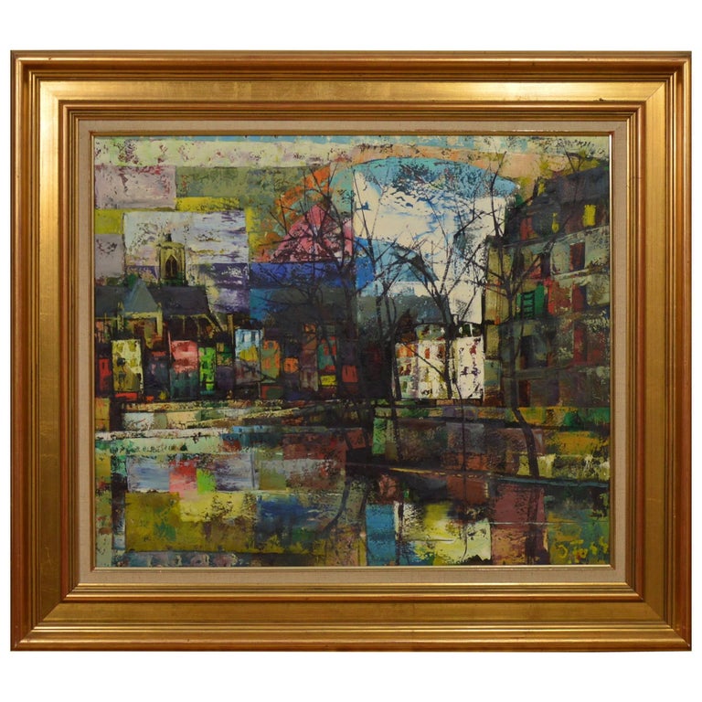 Olivier Foss Painting of City View, French/American School at 1stdibs