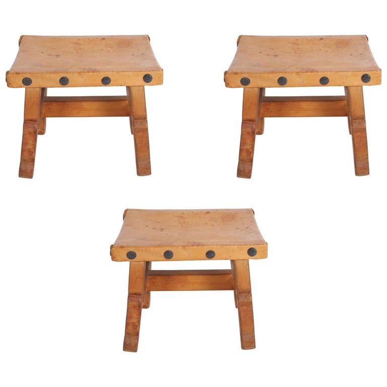 Vintage Mexican Leather Stools with Studs at 1stDibs | mexican studs