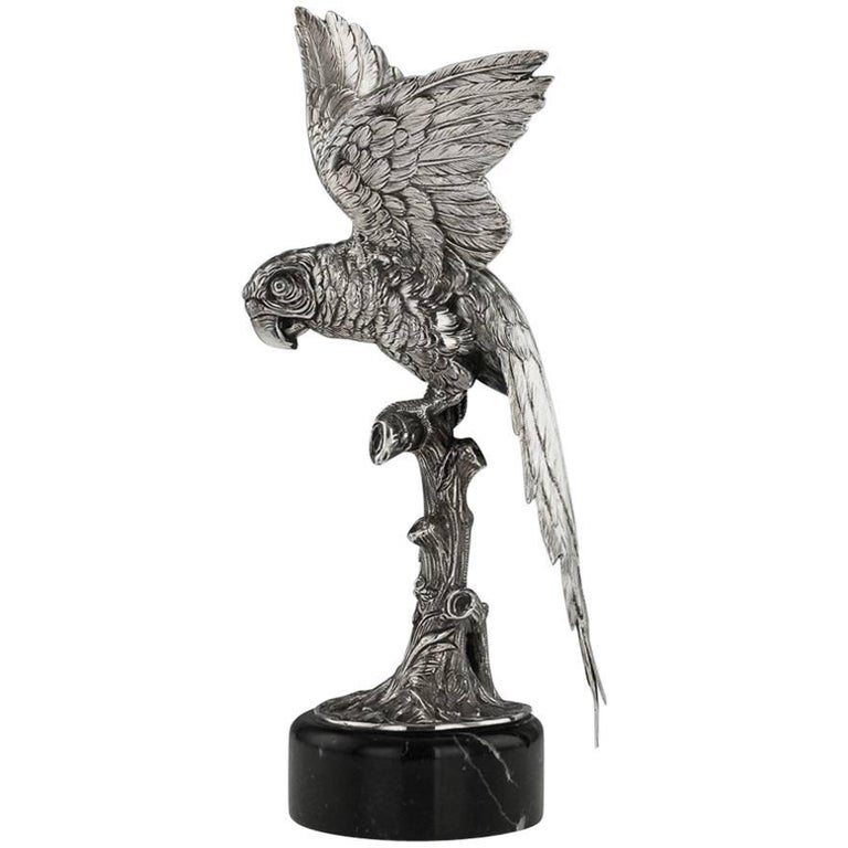 Stunning Continental Solid Silver Large Parrot Figure on Stand, circa ...