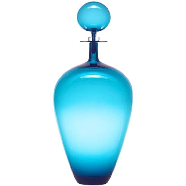 Large Decanter Fluted Cone, Ice Blue For Sale at 1stdibs